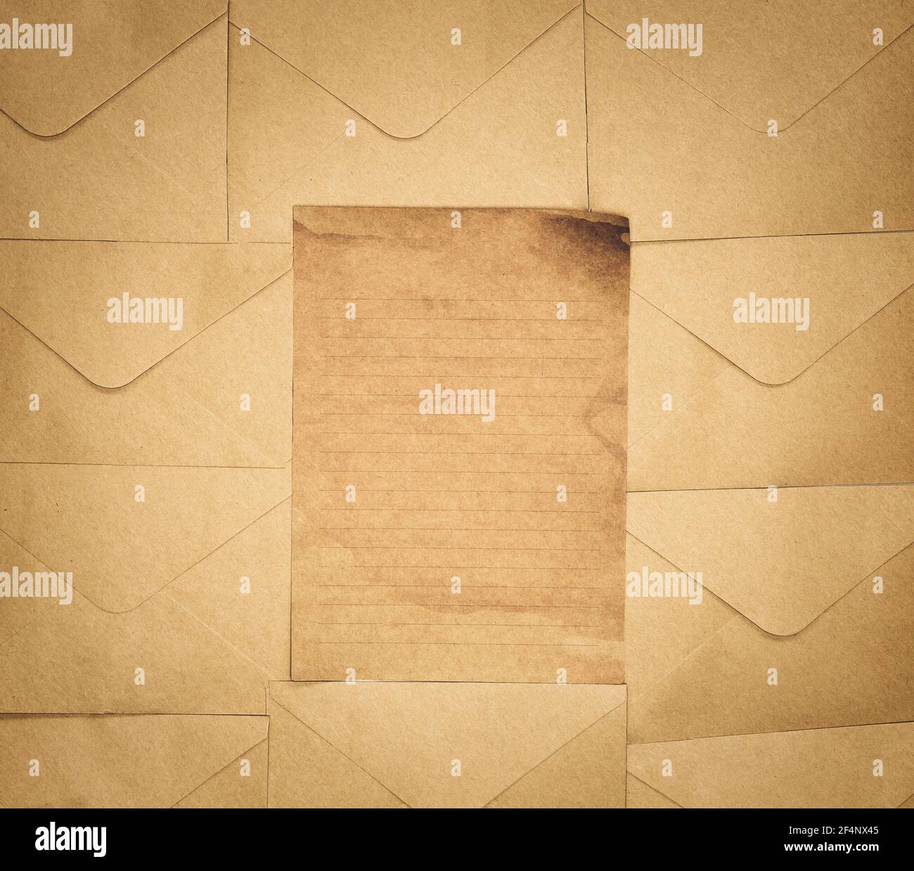 Vintage old brown envelope and paper background texture top view, Flat ...