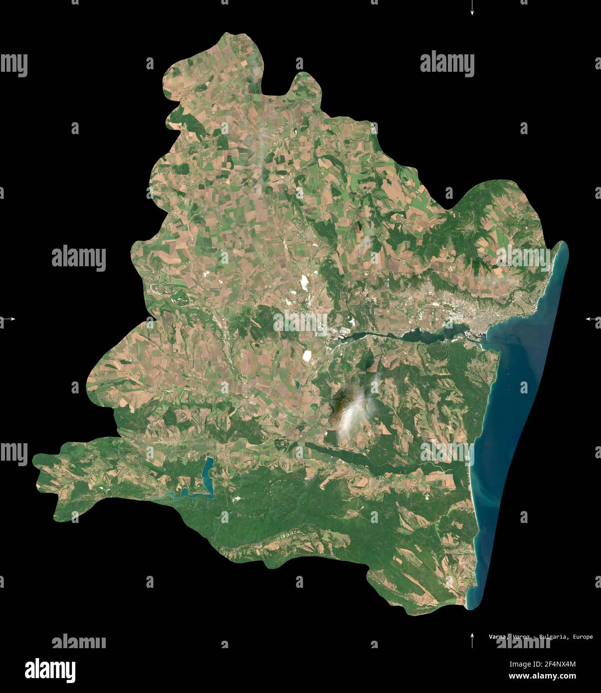 Varna, province of Bulgaria. Sentinel-2 satellite imagery. Shape ...