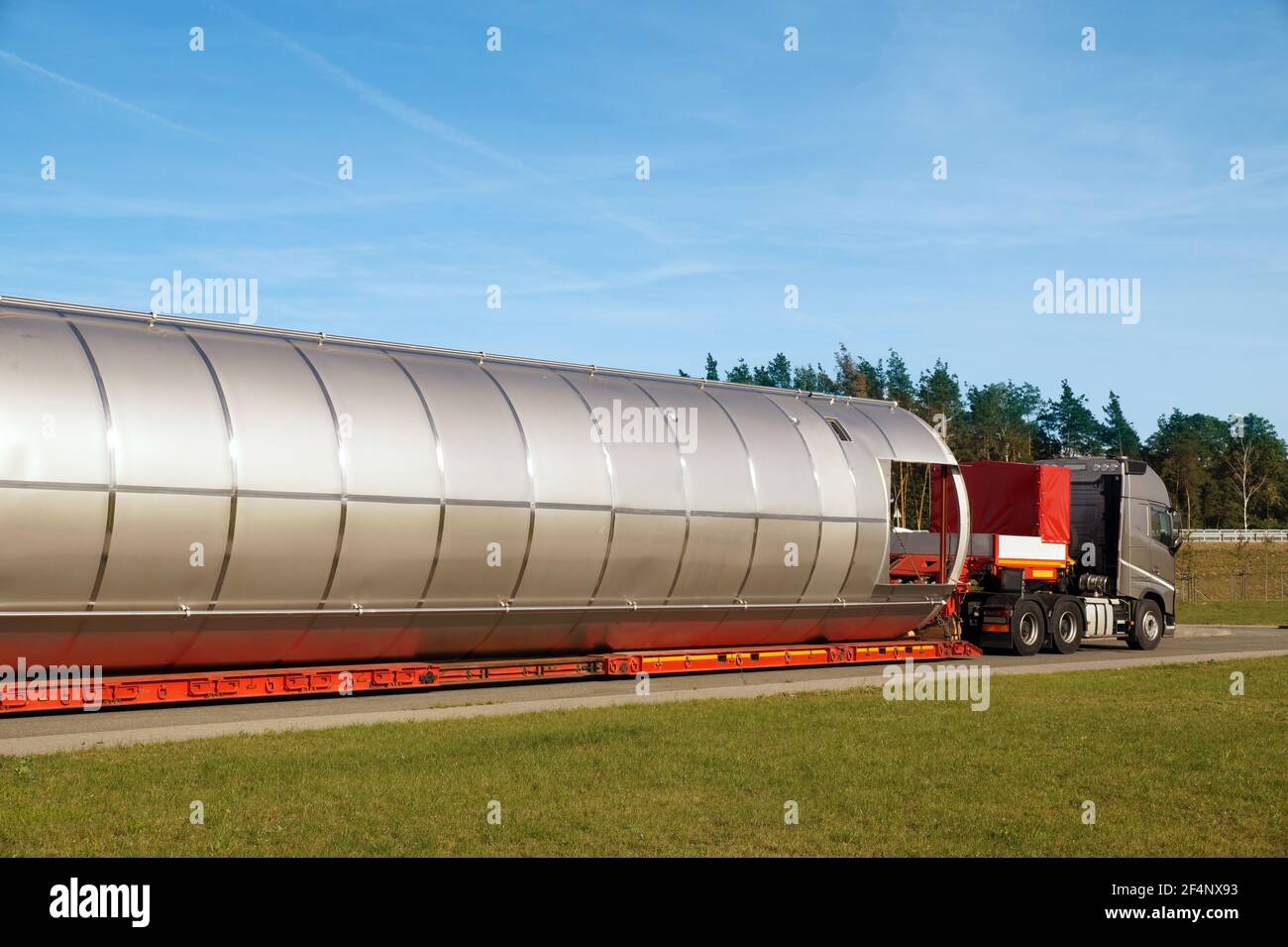 Oversize load or exceptional convoy. A truck with a special semi ...