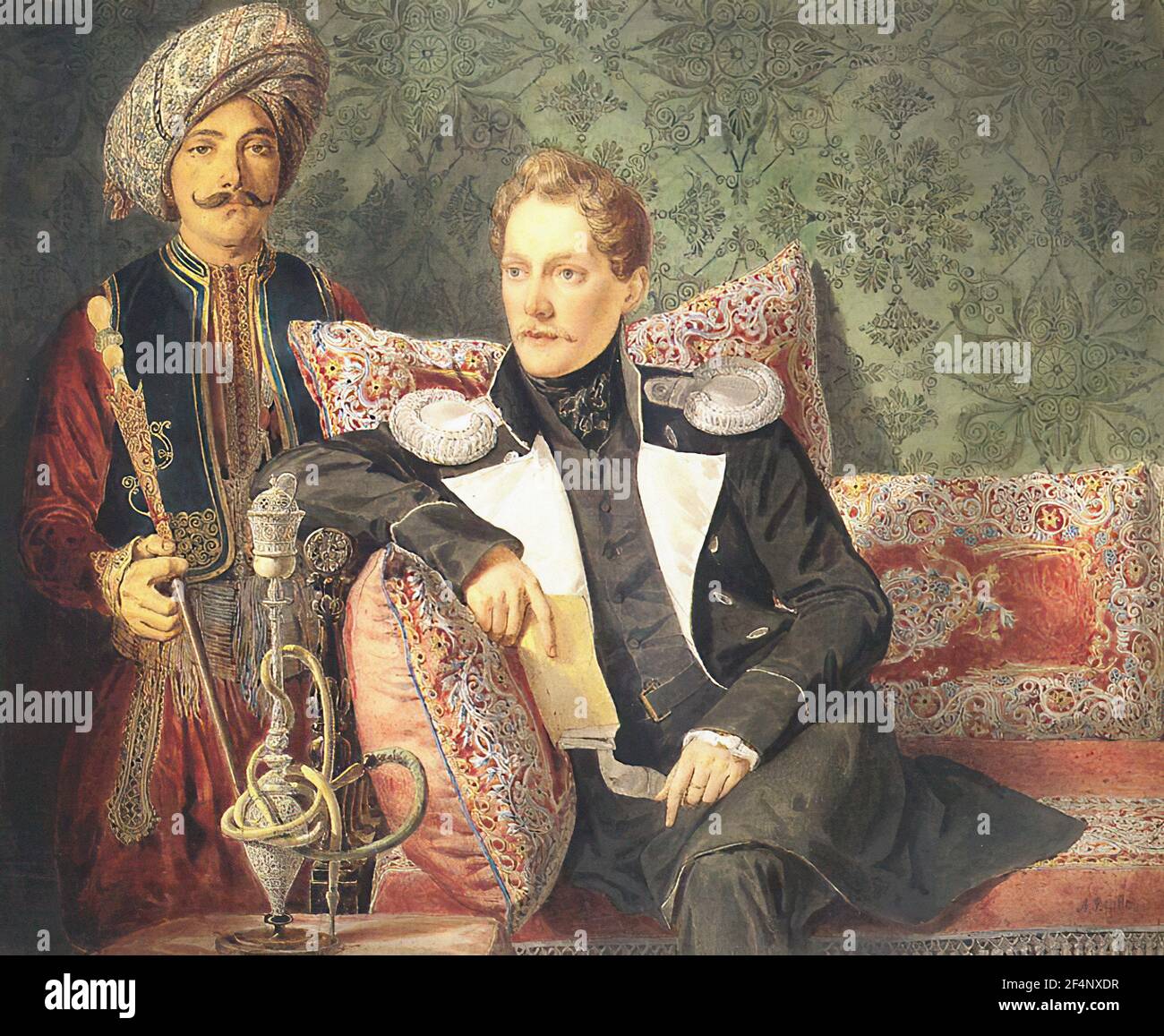 Karl Bryullov - Portrait Military His Servant Stock Photo - Alamy