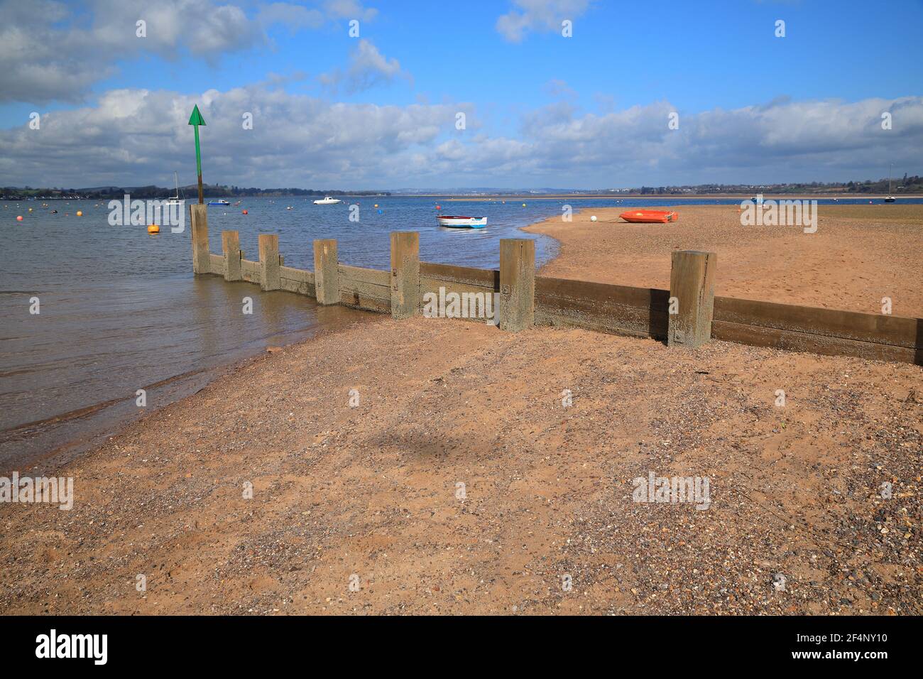 Shelly beach, estuary view - Exmouth, East Devon, England, UK Stock ...