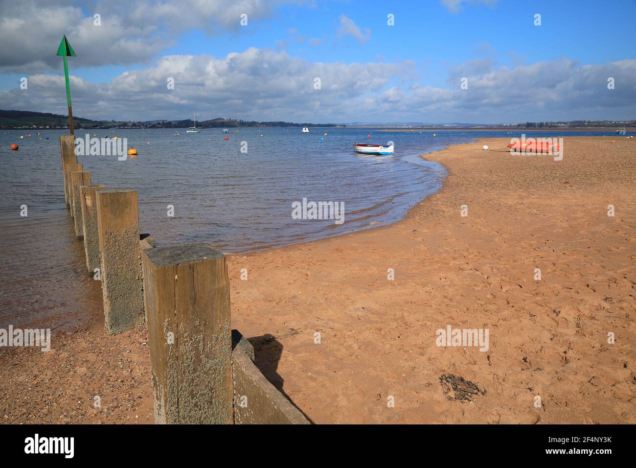 Shelly beach, estuary view - Exmouth, East Devon, England, UK Stock ...