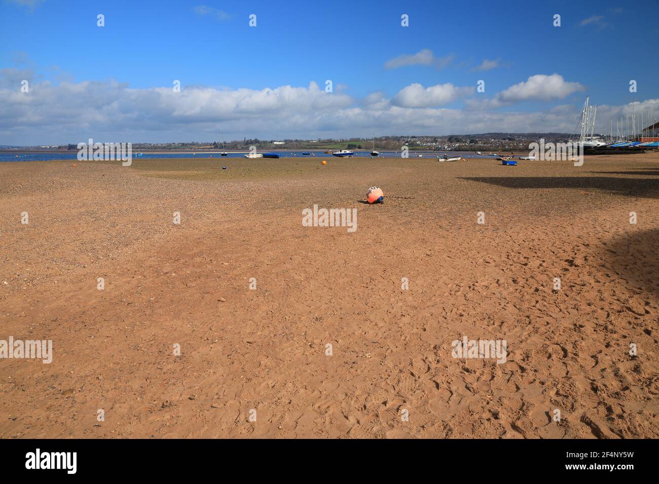 Shelly beach, estuary view - Exmouth, East Devon, England, UK Stock ...