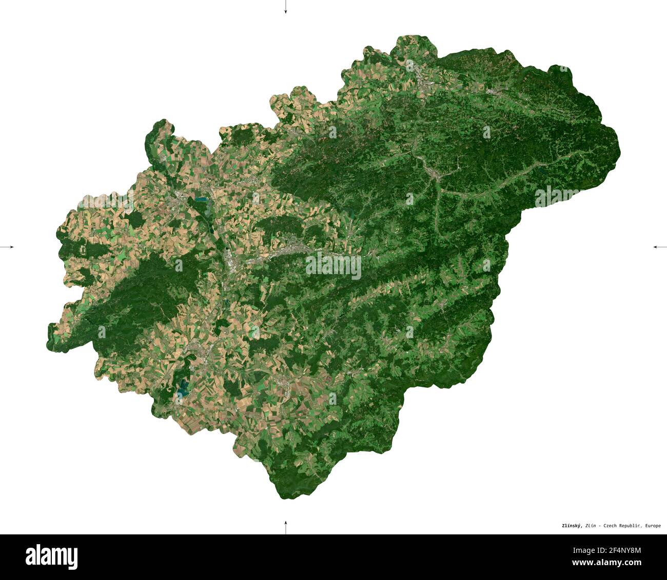 Zlinsky, region of Czech Republic. Sentinel-2 satellite imagery. Shape ...