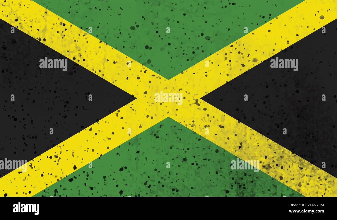 Jamaica flag with waving grunge texture. Vector background Stock Vector ...
