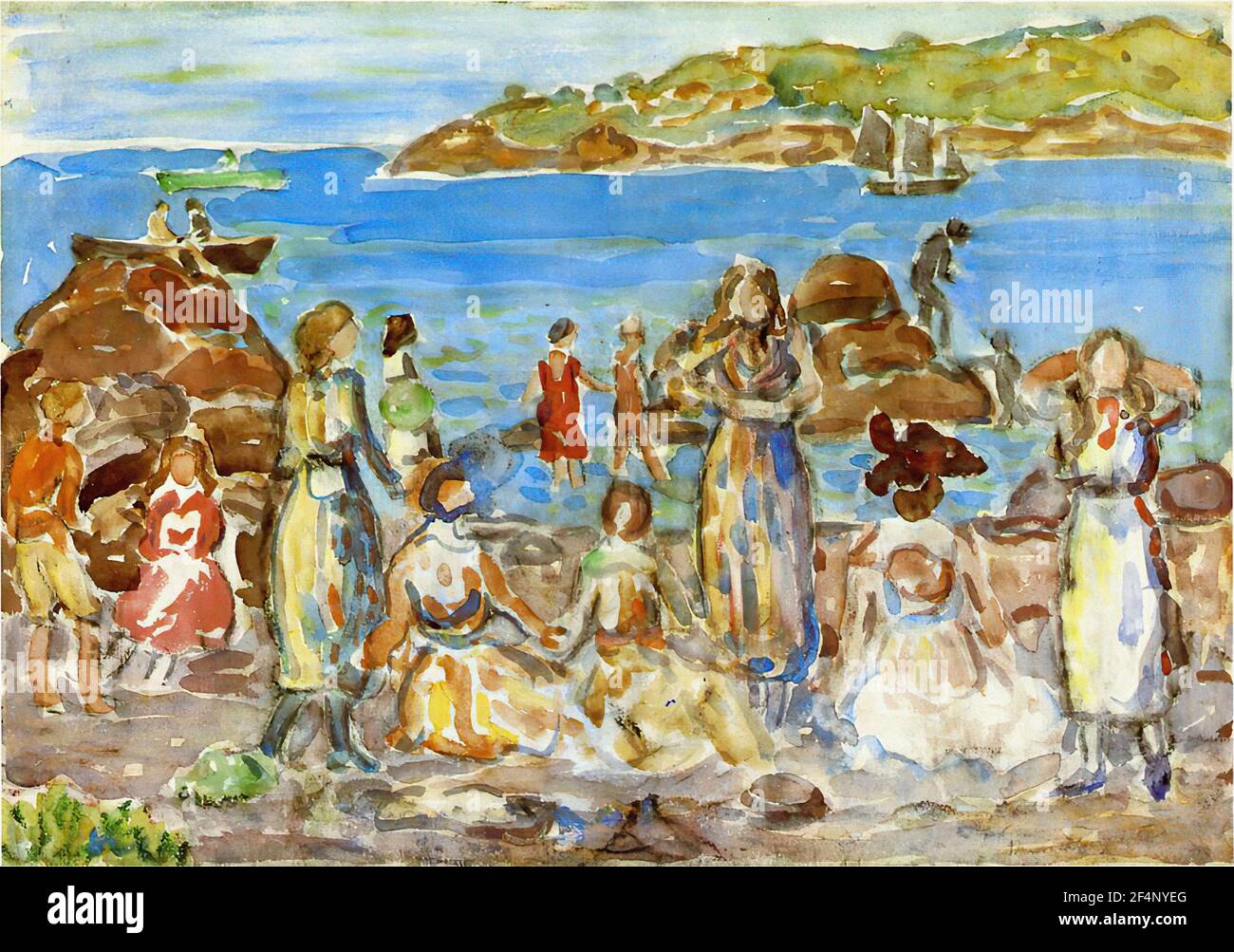Maurice Prendergast - Beach Scene New England C 1919 Stock Photo - Alamy