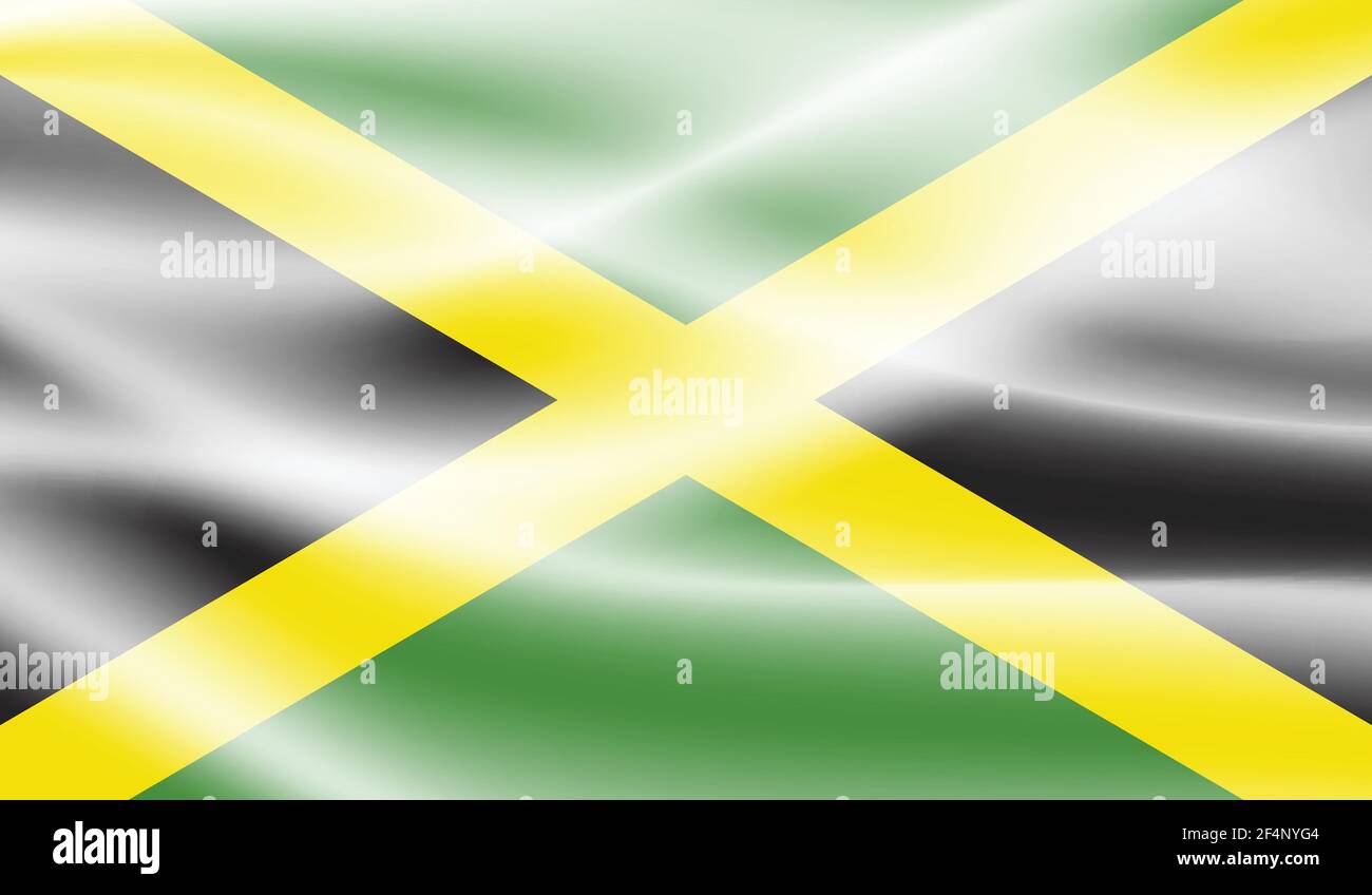 Jamaica flag with waving grunge texture. Vector background Stock Vector ...