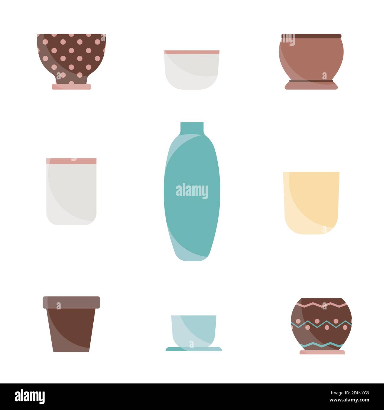 Flower pot set Vector illustration in flat design Different ceramic ...