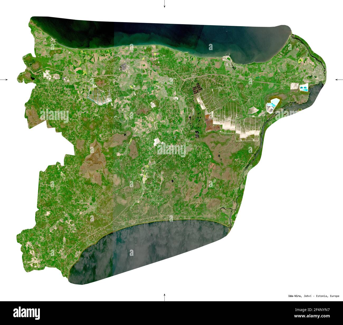 Ida-Viru, county of Estonia. Sentinel-2 satellite imagery. Shape ...