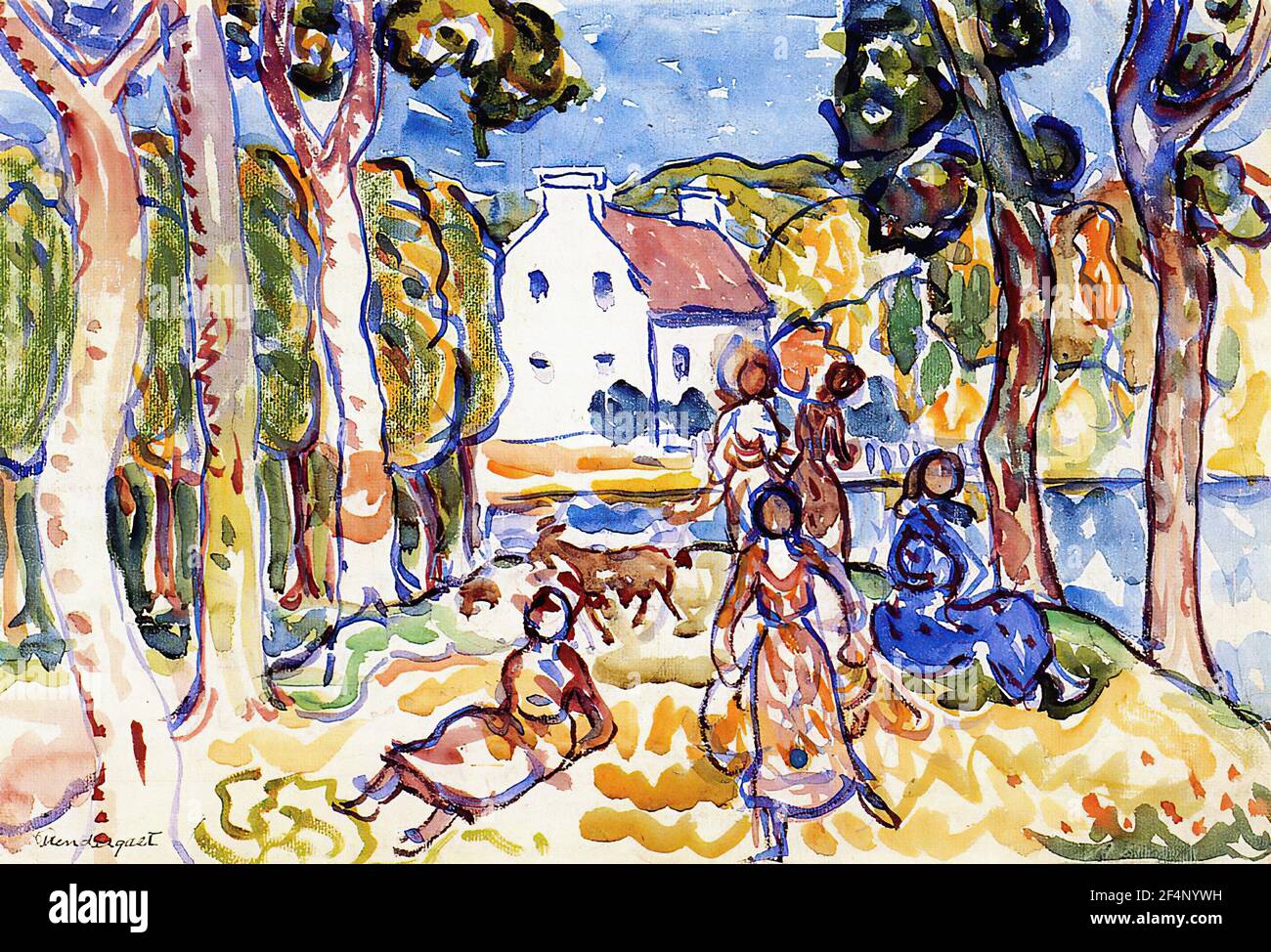 Maurice Prendergast - Landscape with Figures Goat C 1919 Stock Photo ...