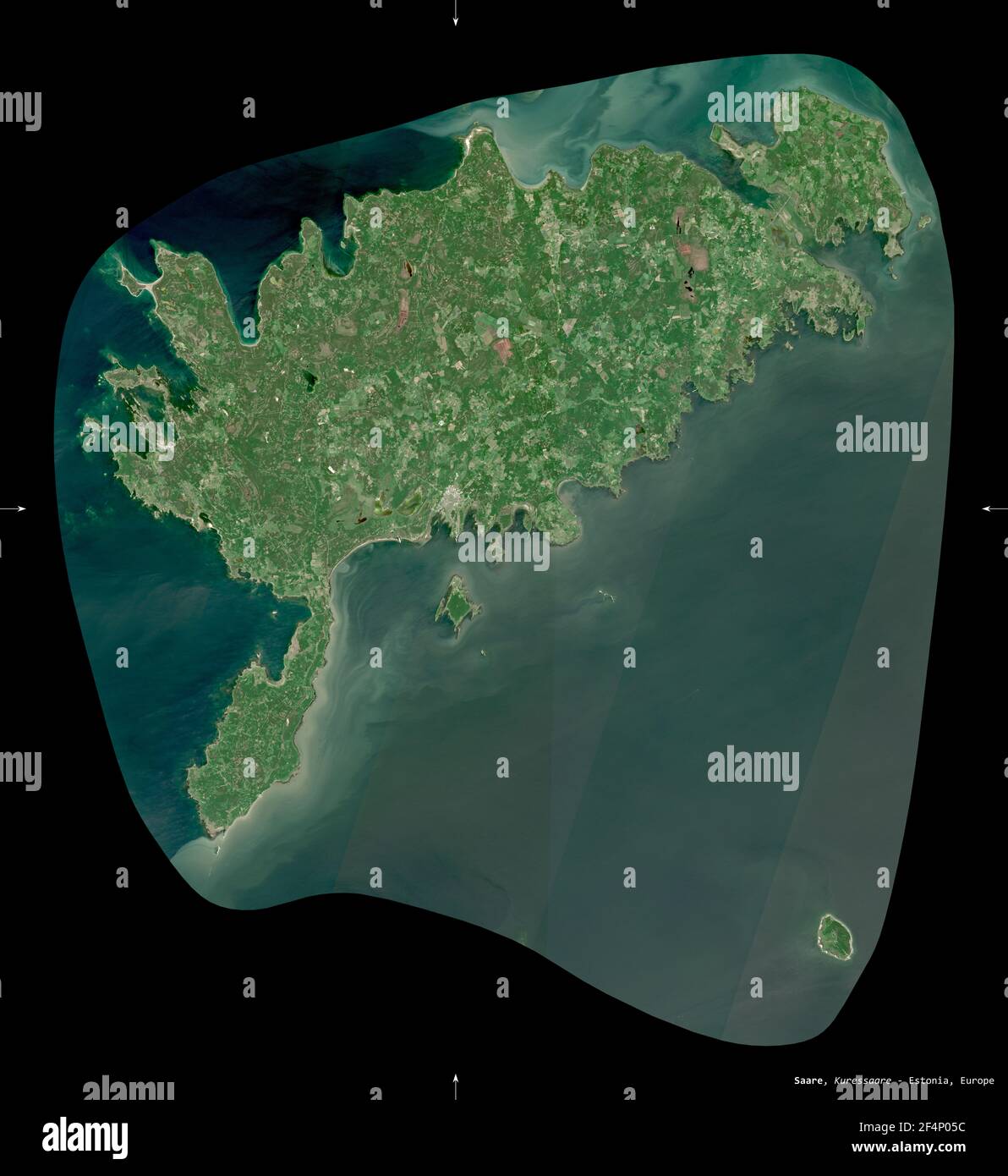 Saare, county of Estonia. Sentinel-2 satellite imagery. Shape isolated ...