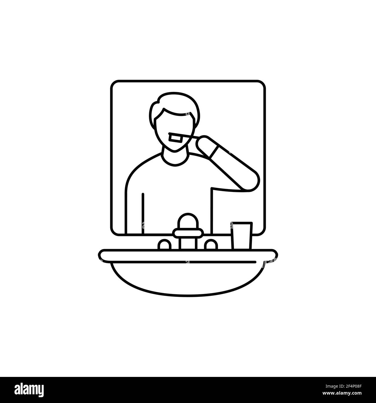 Brush teeth color line icon. Pictogram for web page, mobile app, promo ...