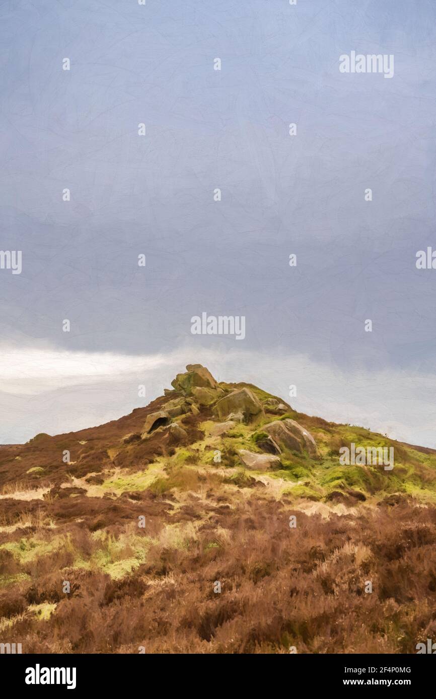 Digital painting of baldstone, and Gib Torr looking towards the Roaches ...