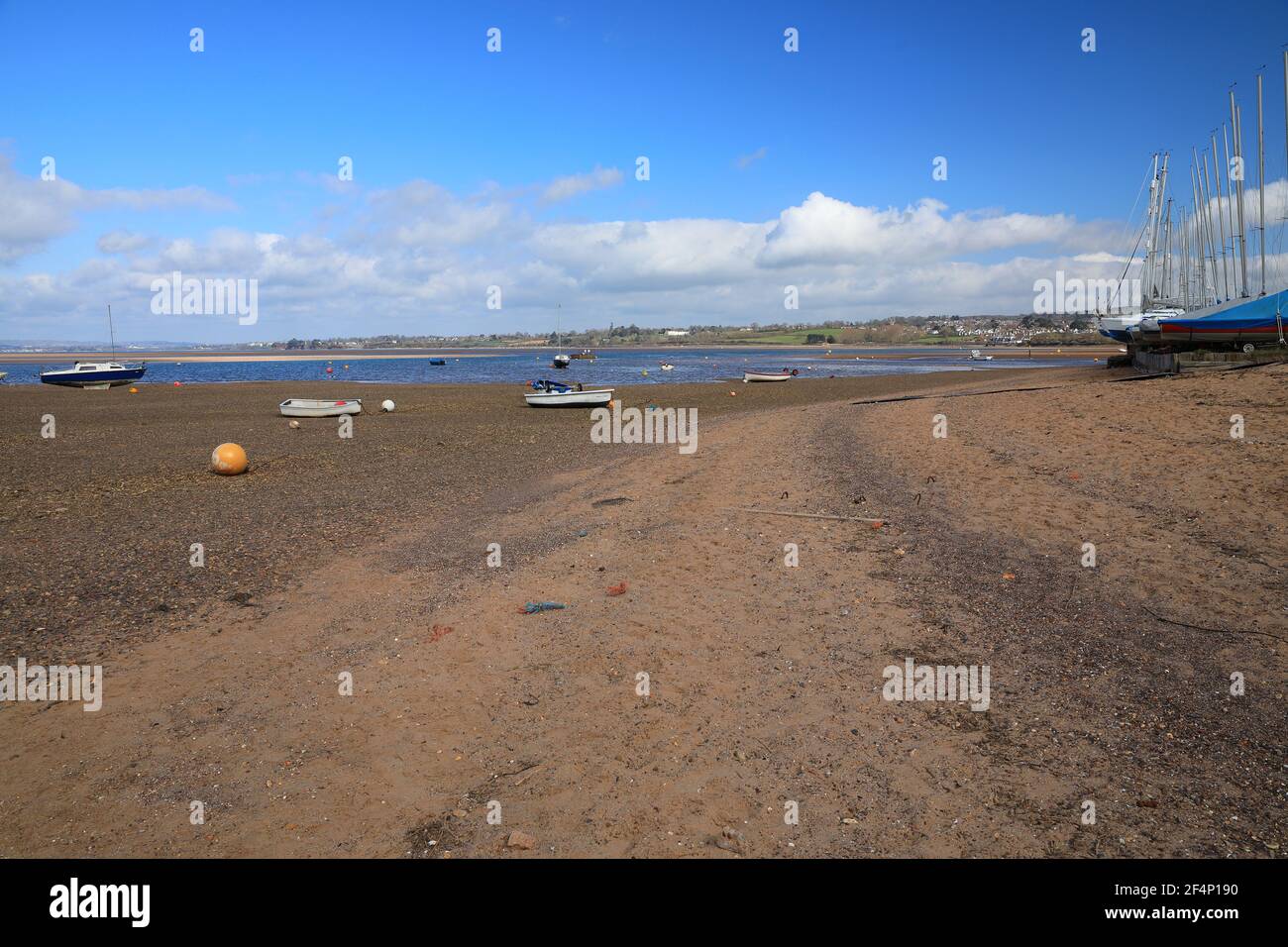 Shelly beach, estuary view - Exmouth, East Devon, England, UK Stock ...