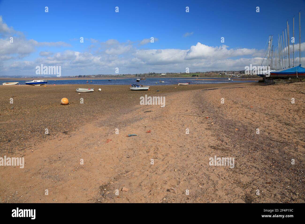 Shelley beach, estuary view - Exmouth, East Devon, England, UK Stock ...