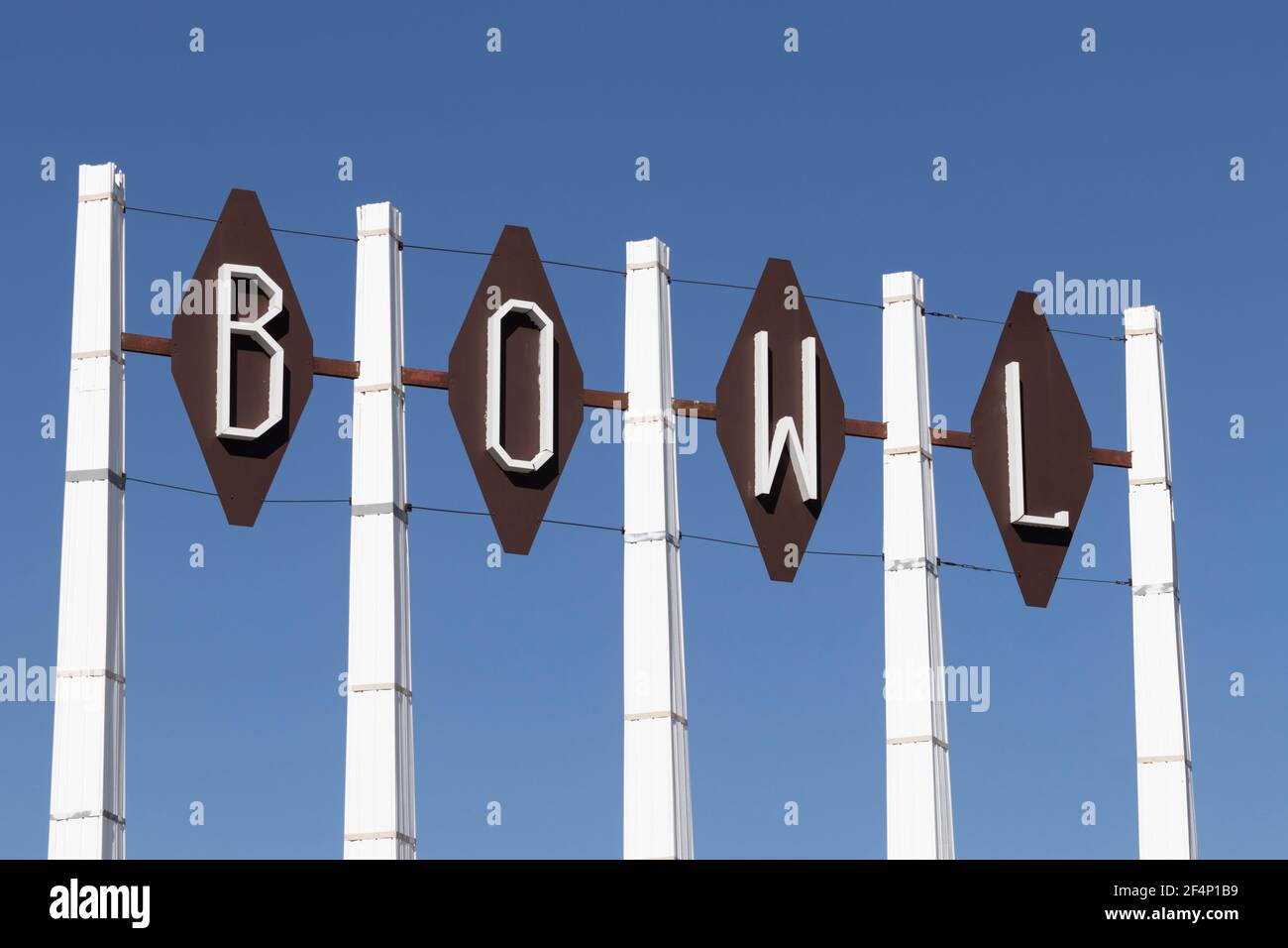 Bowling alley sign from the 60s. People used to bowl in real life Stock ...