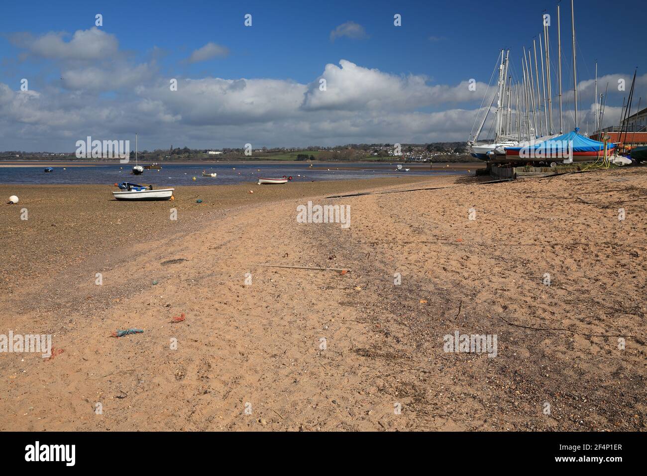 Shelley beach, estuary view - Exmouth, East Devon, England, UK Stock ...