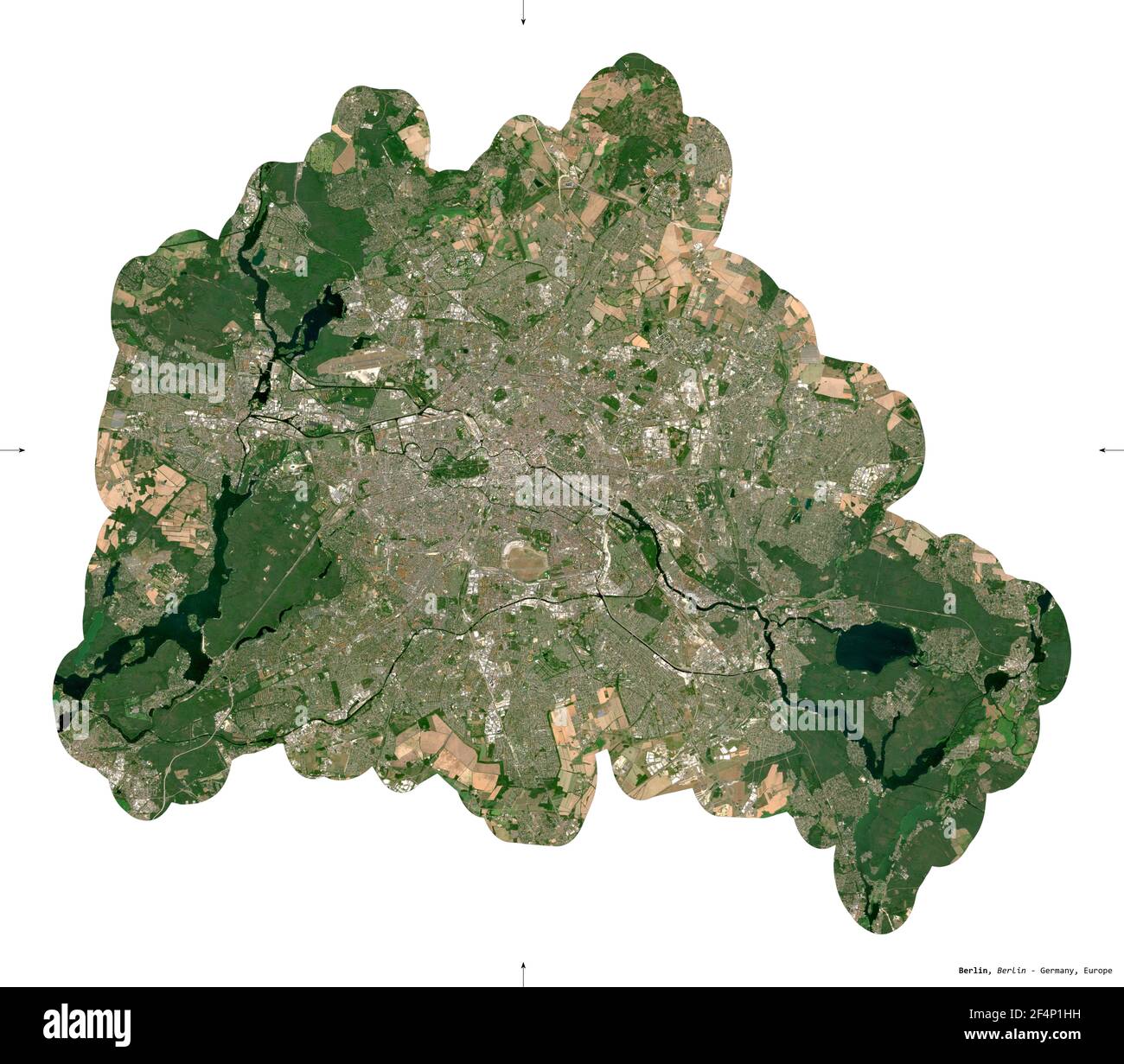 Berlin, state of Germany. Sentinel-2 satellite imagery. Shape isolated ...