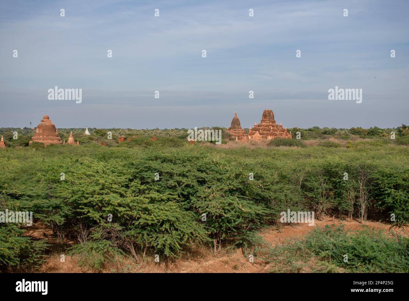 BAGAN, NYAUNG-U, MYANMAR - 3 JANUARY 2020: The top of old and ...