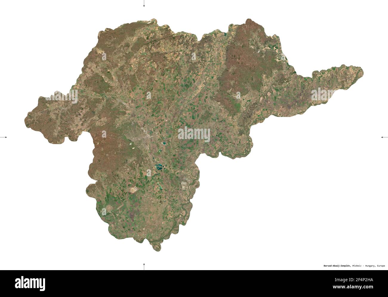 Borsod-Abauj-Zemplen, county of Hungary. Sentinel-2 satellite imagery ...