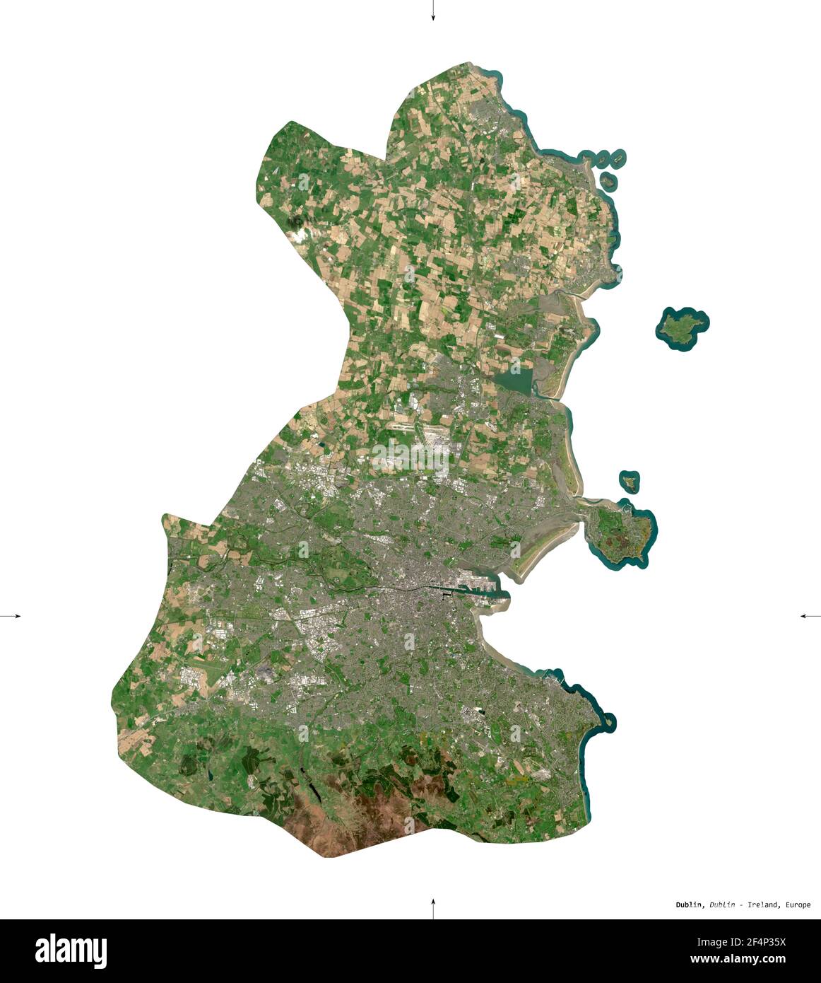 Dublin, county of Ireland. Sentinel-2 satellite imagery. Shape isolated ...