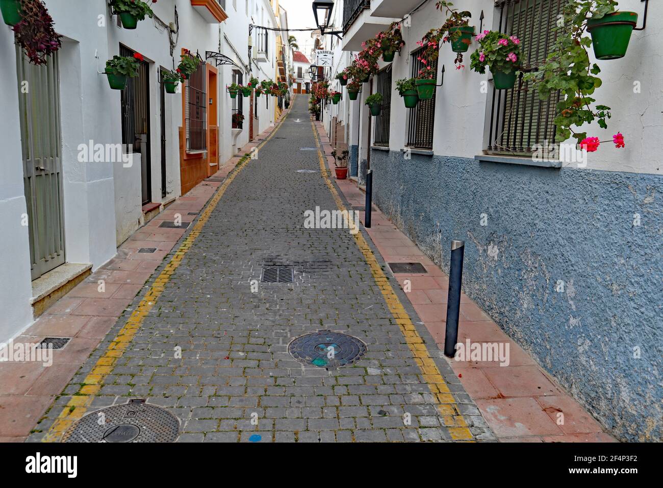The old historic streets of Estepona on the Costa Del Sol in Spain ...