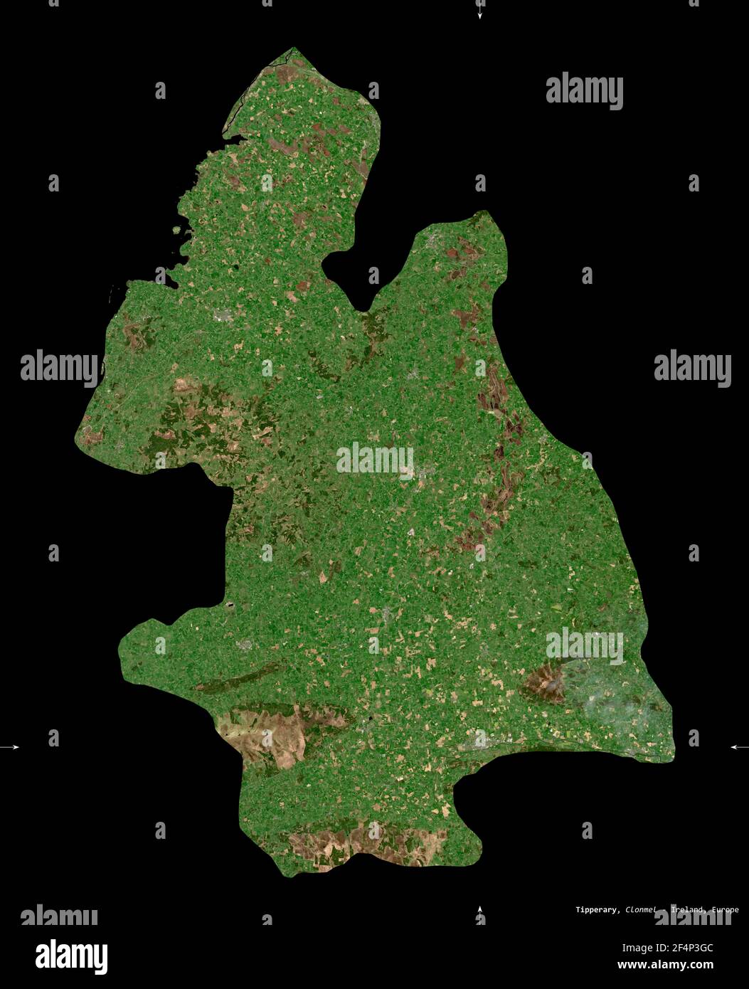 Tipperary, county of Ireland. Sentinel-2 satellite imagery. Shape ...