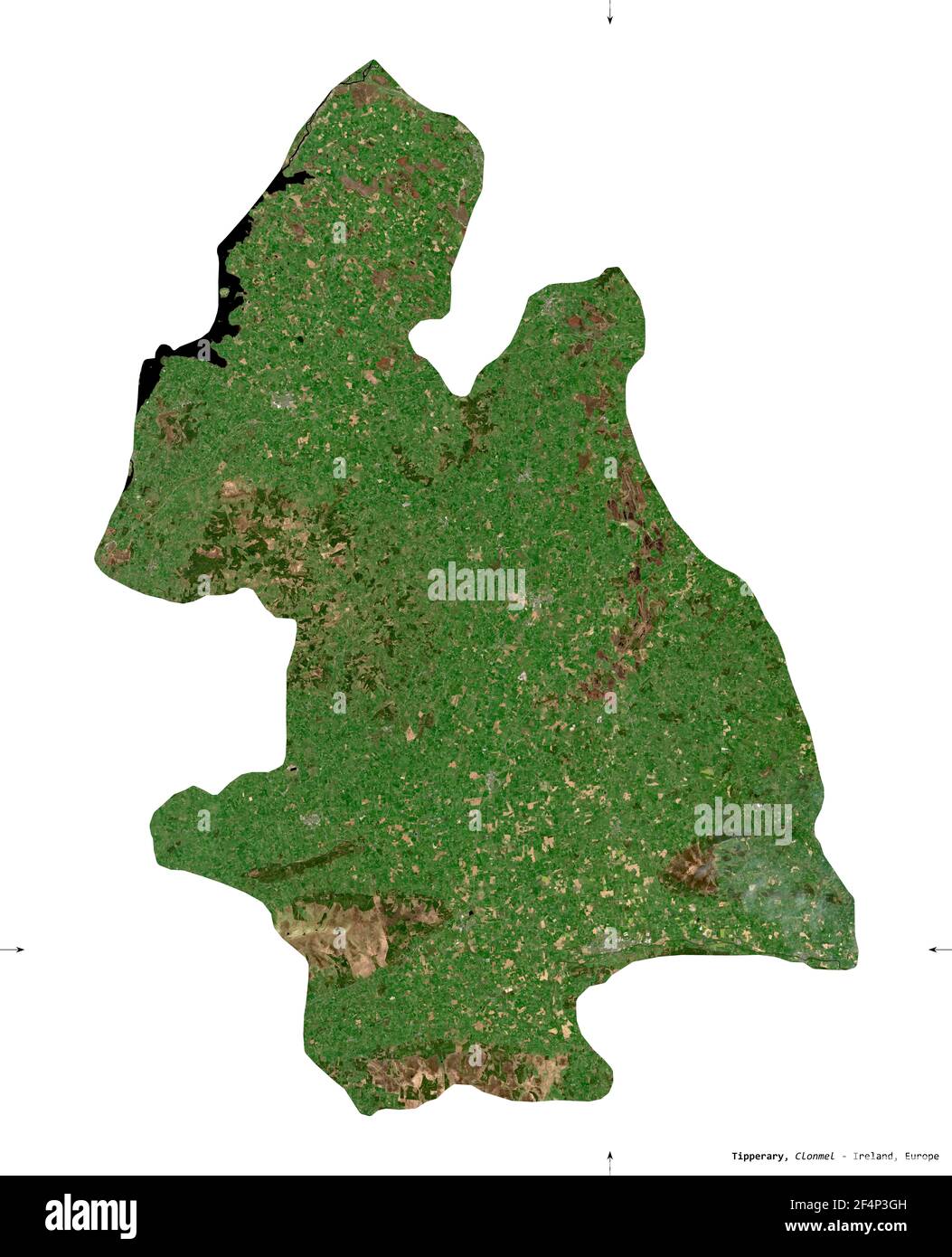 Tipperary, county of Ireland. Sentinel-2 satellite imagery. Shape ...