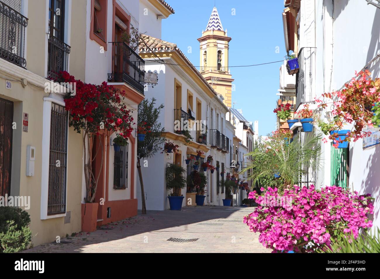 The old historic streets of Estepona on the Costa Del Sol in Spain ...