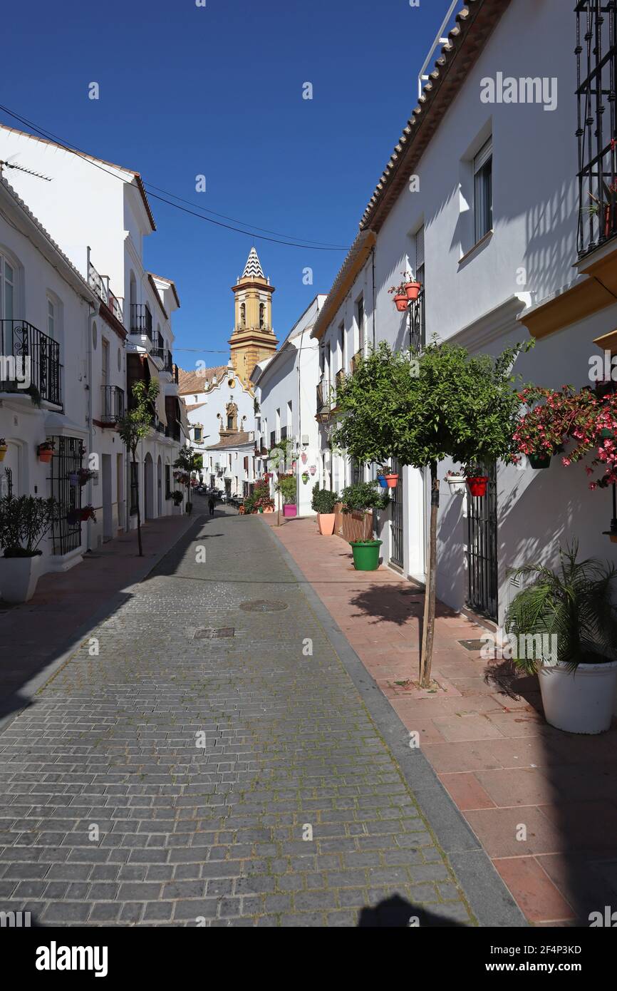The old historic streets of Estepona on the Costa Del Sol in Spain ...