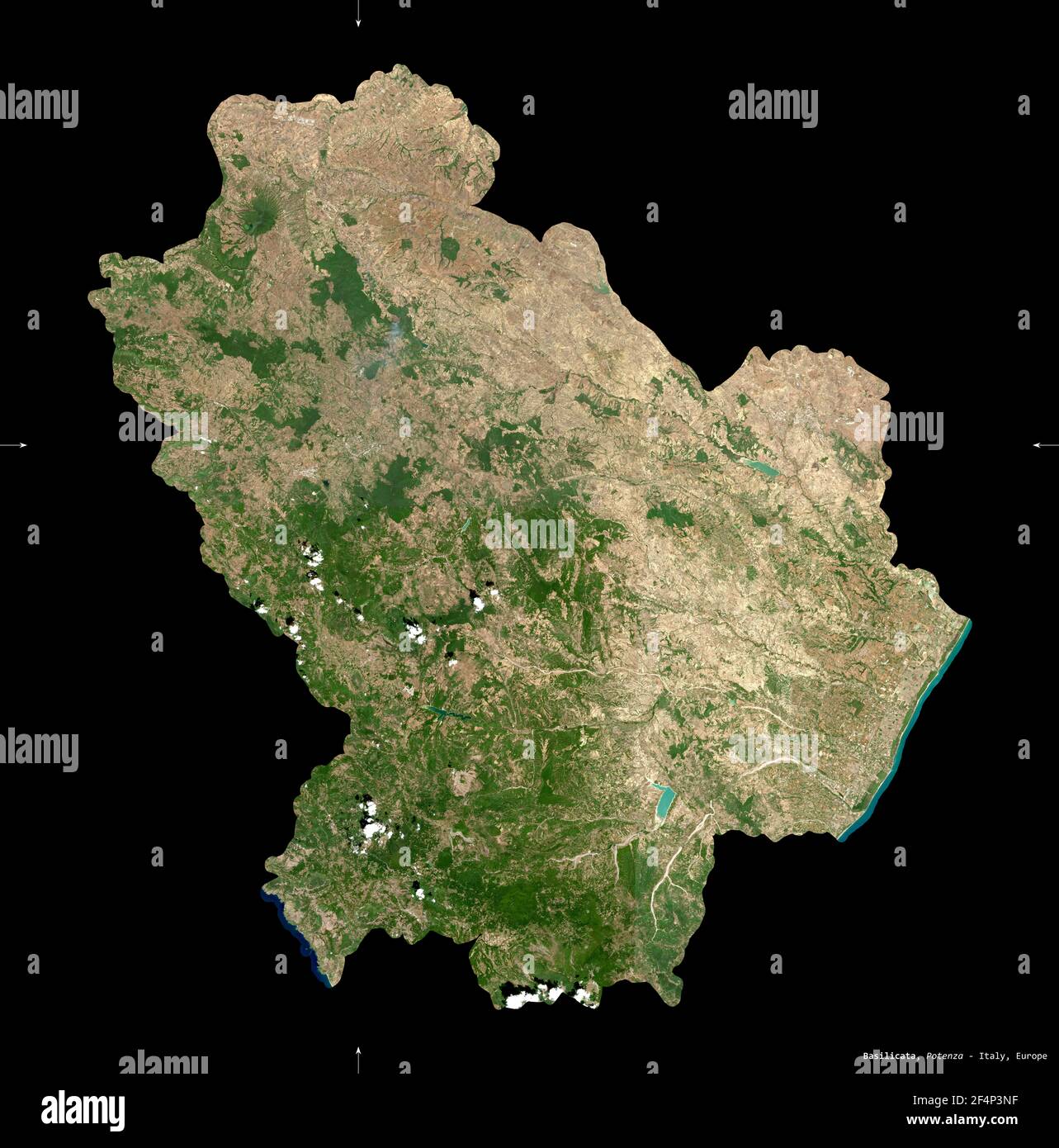 Basilicata, region of Italy. Sentinel-2 satellite imagery. Shape ...