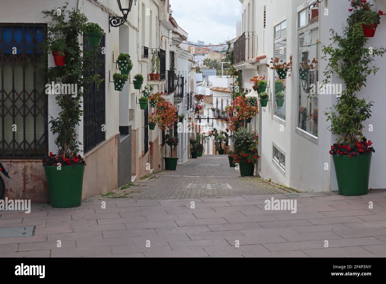 The old historic streets of Estepona on the Costa Del Sol in Spain ...