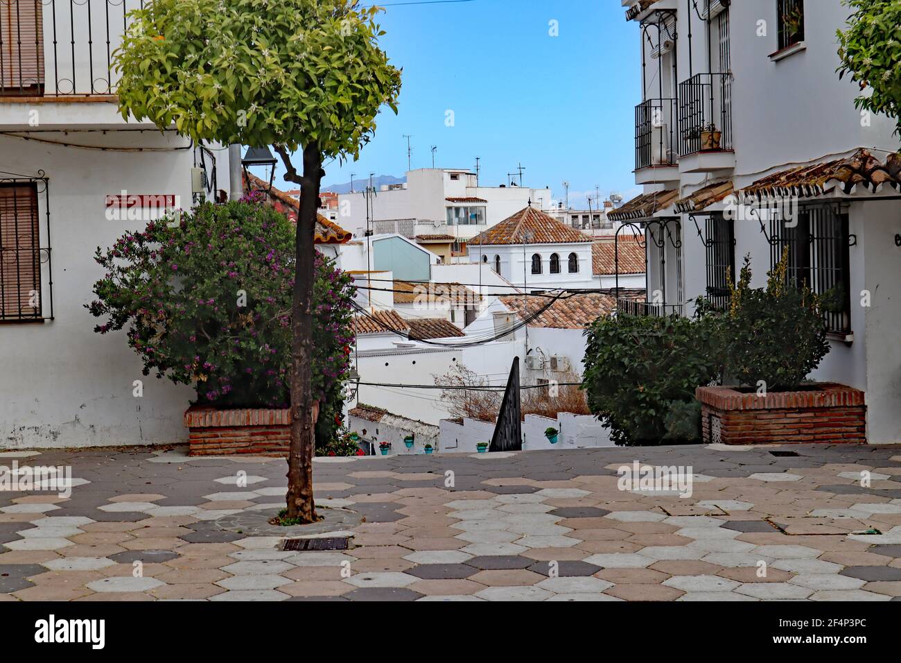 The old historic streets of Estepona on the Costa Del Sol in Spain ...