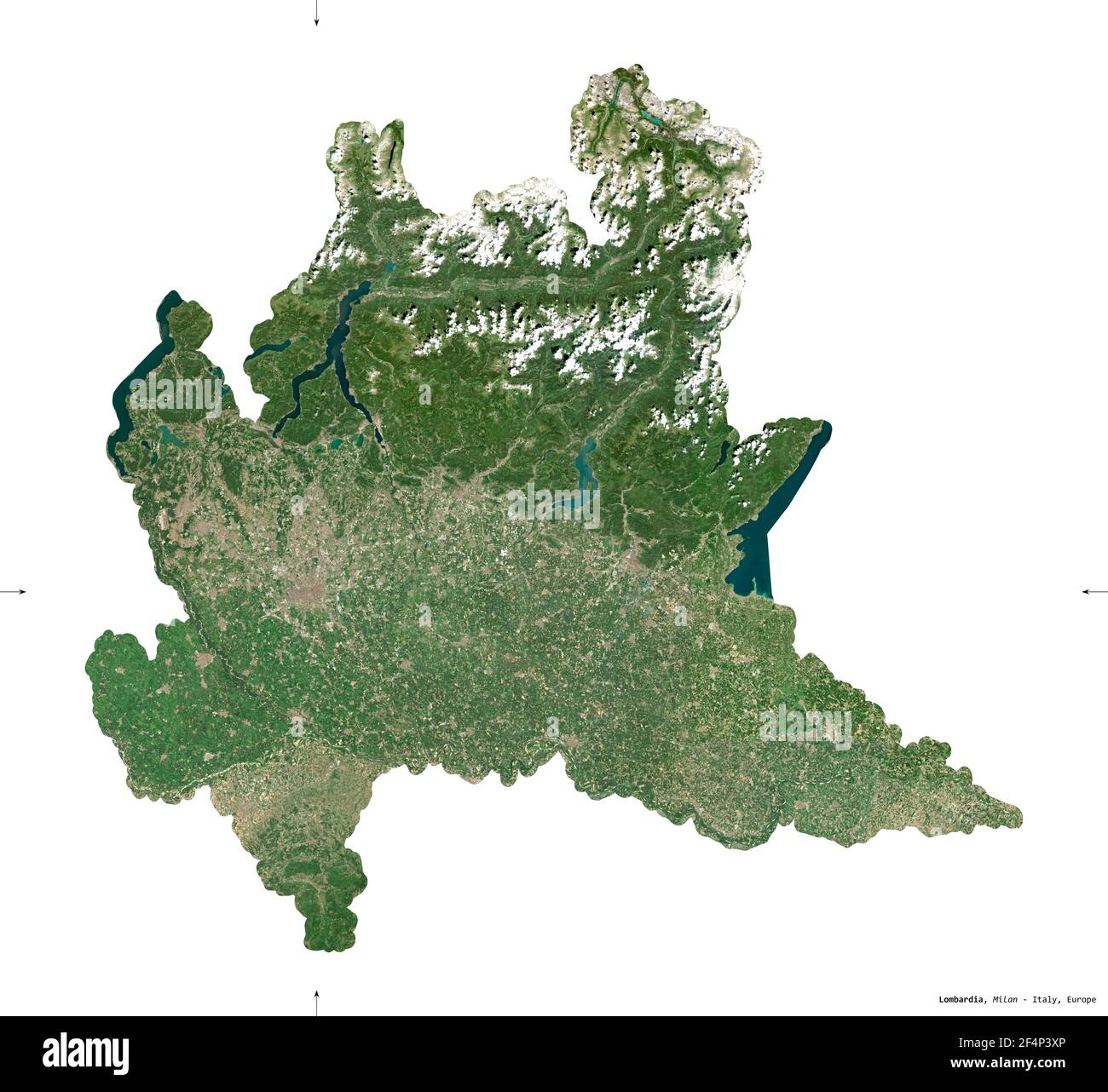 Lombardia, region of Italy. Sentinel-2 satellite imagery. Shape ...