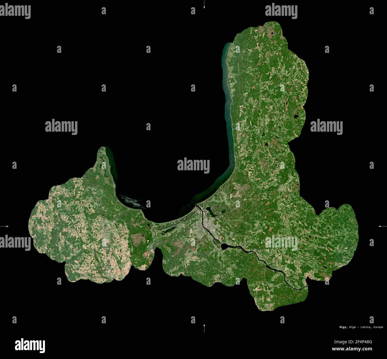 Riga, province of Latvia. Sentinel-2 satellite imagery. Shape isolated ...