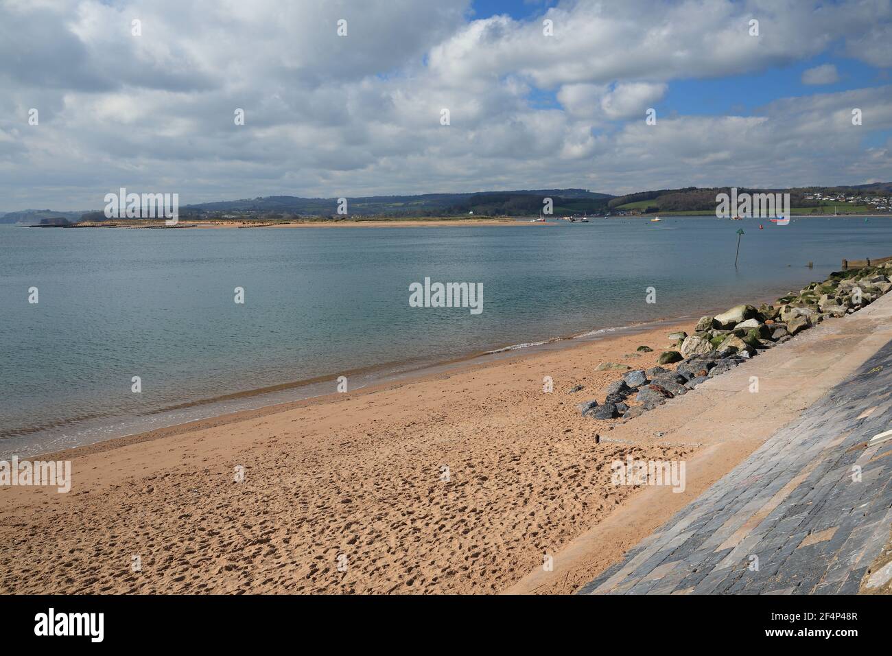 Exmouth seafront, view towards Dawlish Warren, East Devon, England, UK ...