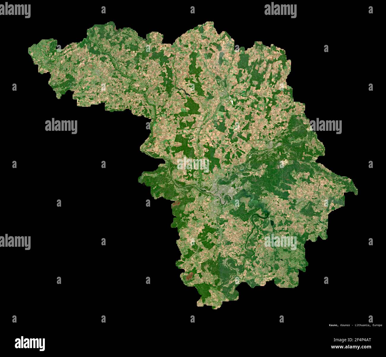 Kauno, county of Lithuania. Sentinel-2 satellite imagery. Shape ...