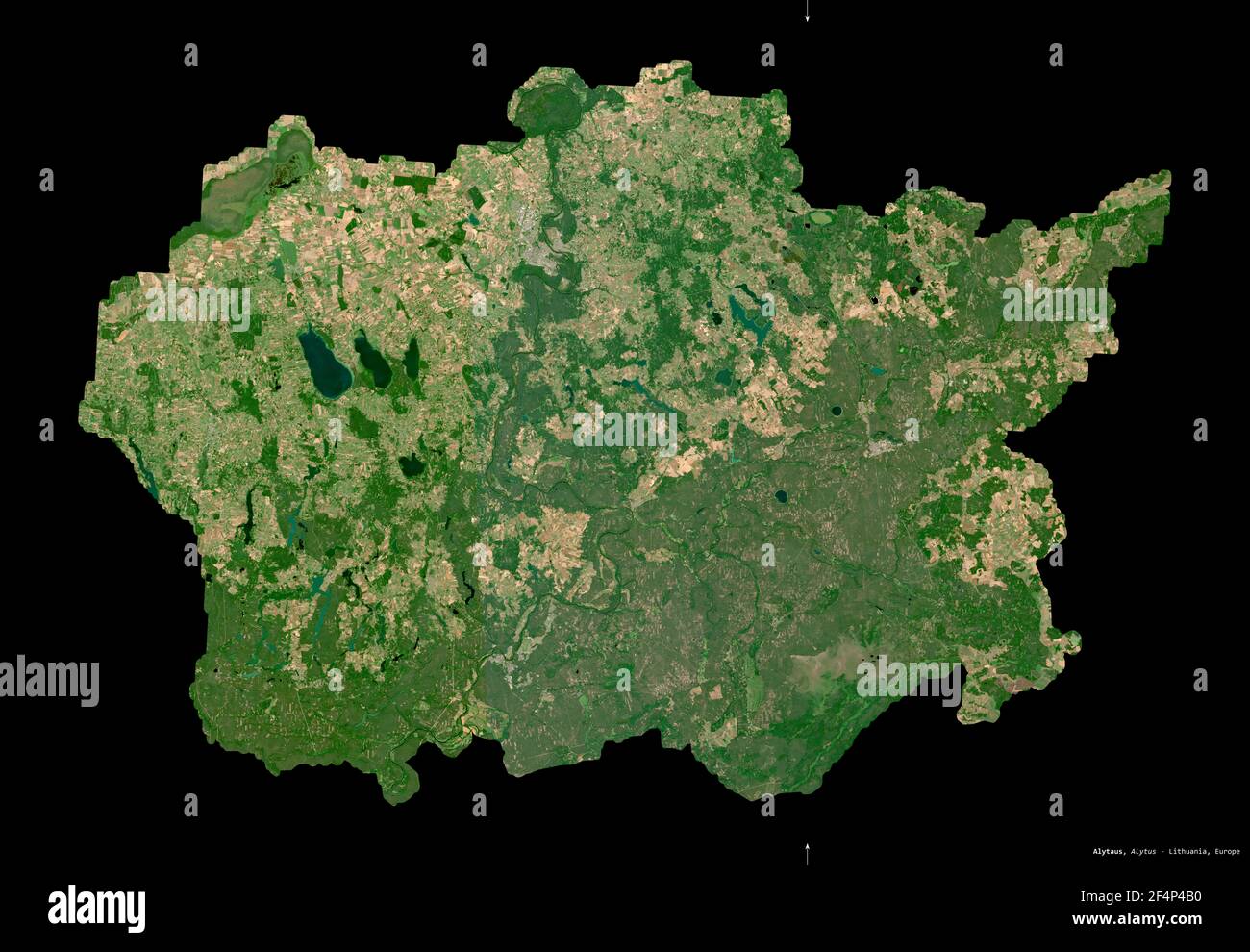 Alytaus, county of Lithuania. Sentinel-2 satellite imagery. Shape ...