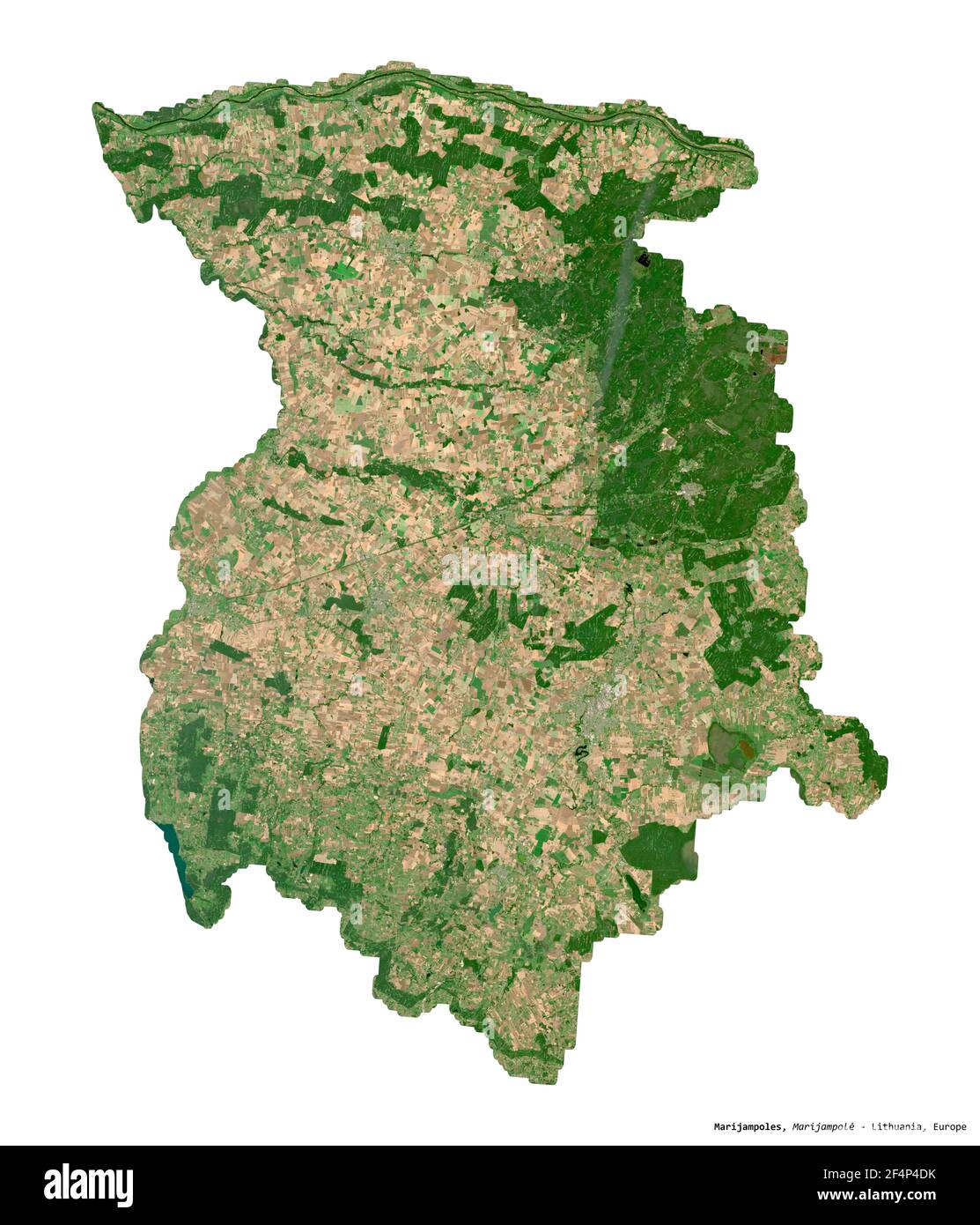 Marijampoles, county of Lithuania. Sentinel-2 satellite imagery. Shape ...