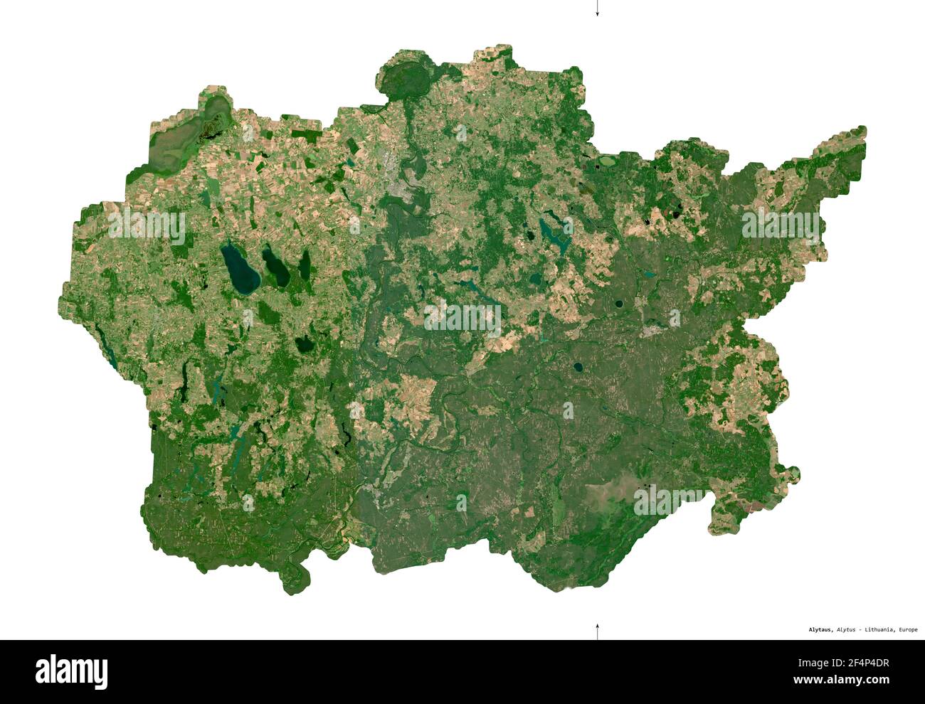 Alytaus, county of Lithuania. Sentinel-2 satellite imagery. Shape ...