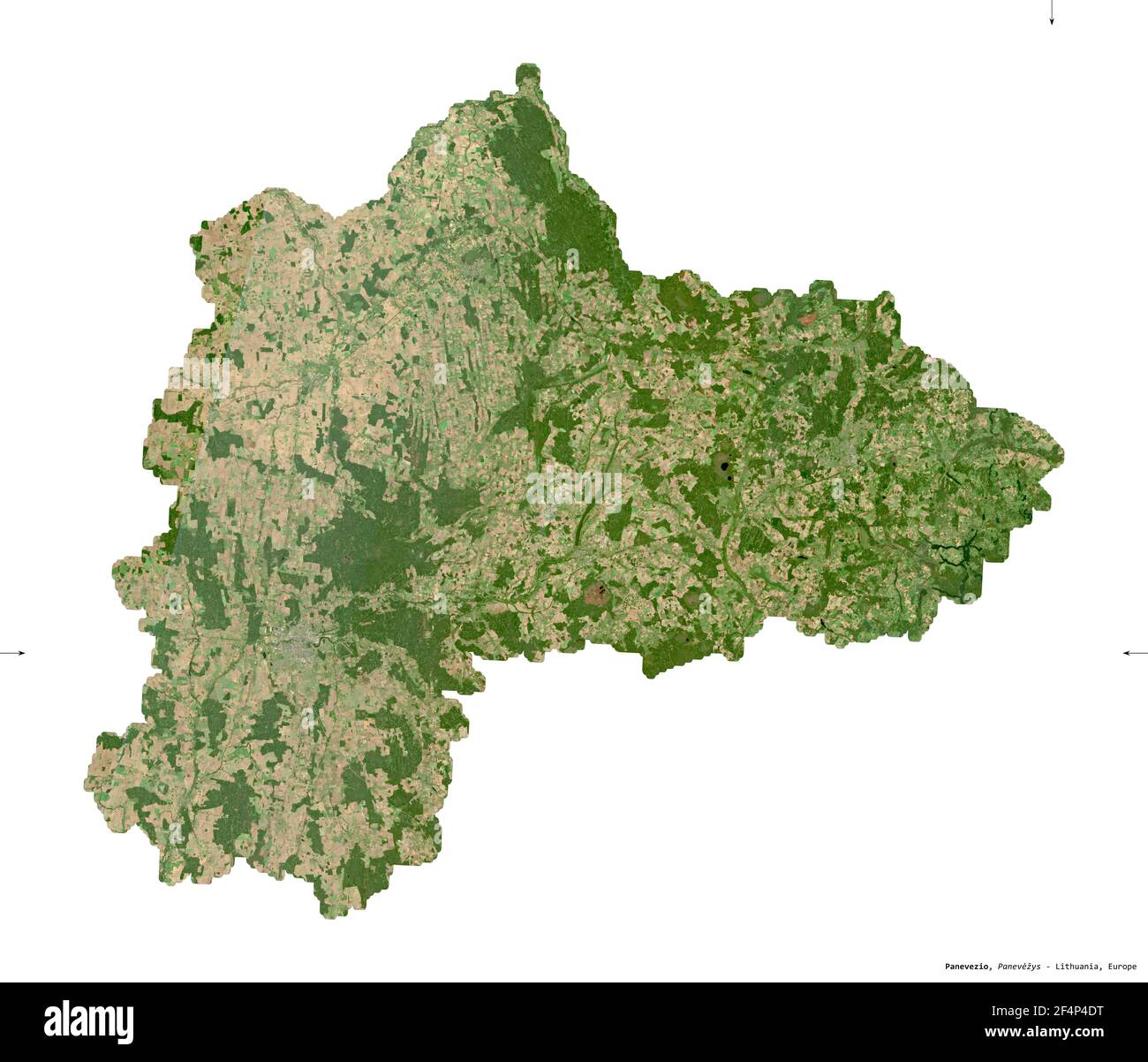 Panevezio, county of Lithuania. Sentinel-2 satellite imagery. Shape ...