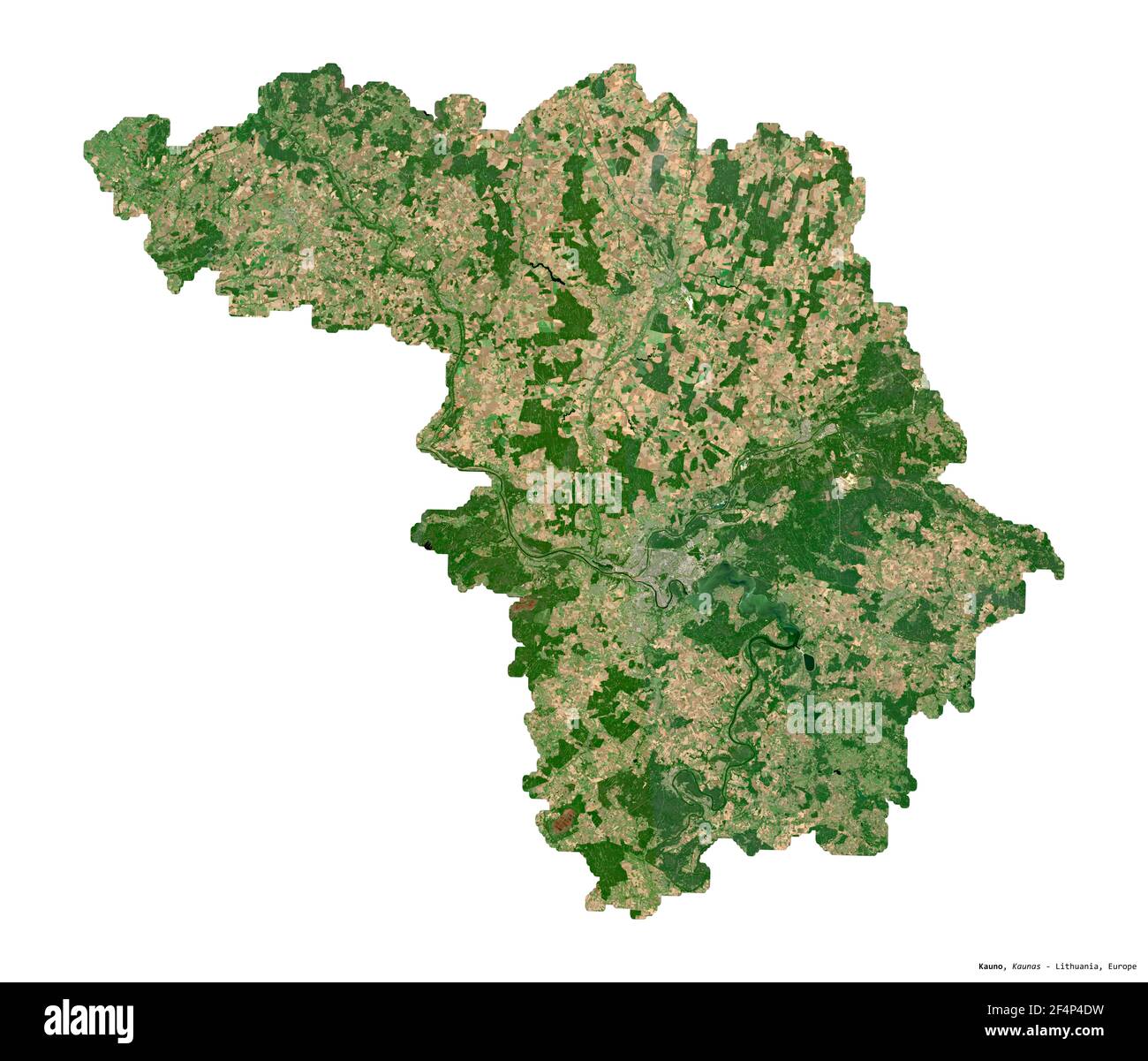 Kauno, county of Lithuania. Sentinel-2 satellite imagery. Shape ...