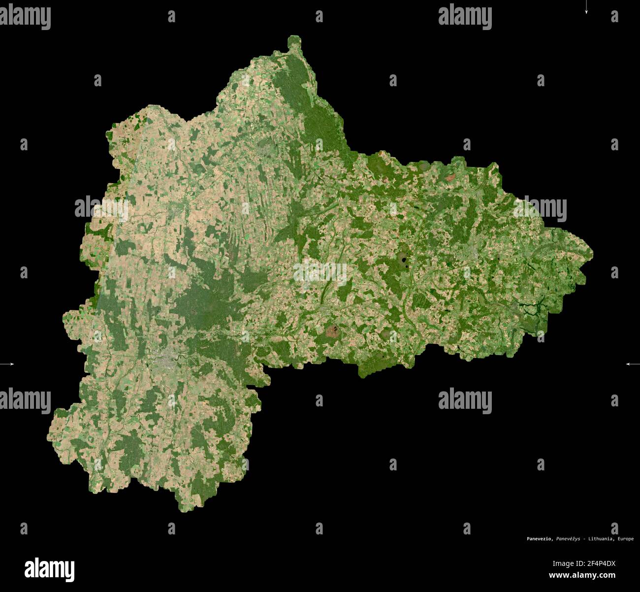 Panevezio, county of Lithuania. Sentinel-2 satellite imagery. Shape ...