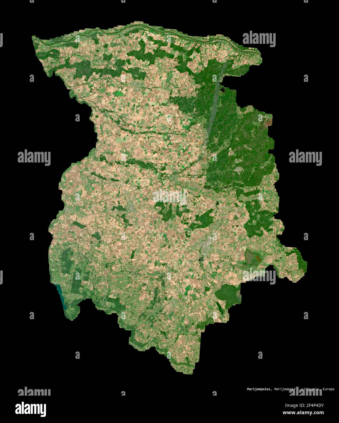 Marijampoles, county of Lithuania. Sentinel-2 satellite imagery. Shape ...