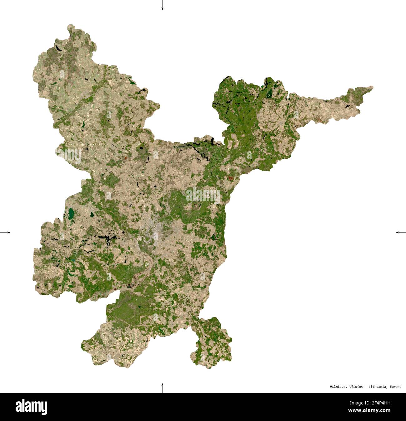 Vilniaus, county of Lithuania. Sentinel-2 satellite imagery. Shape ...