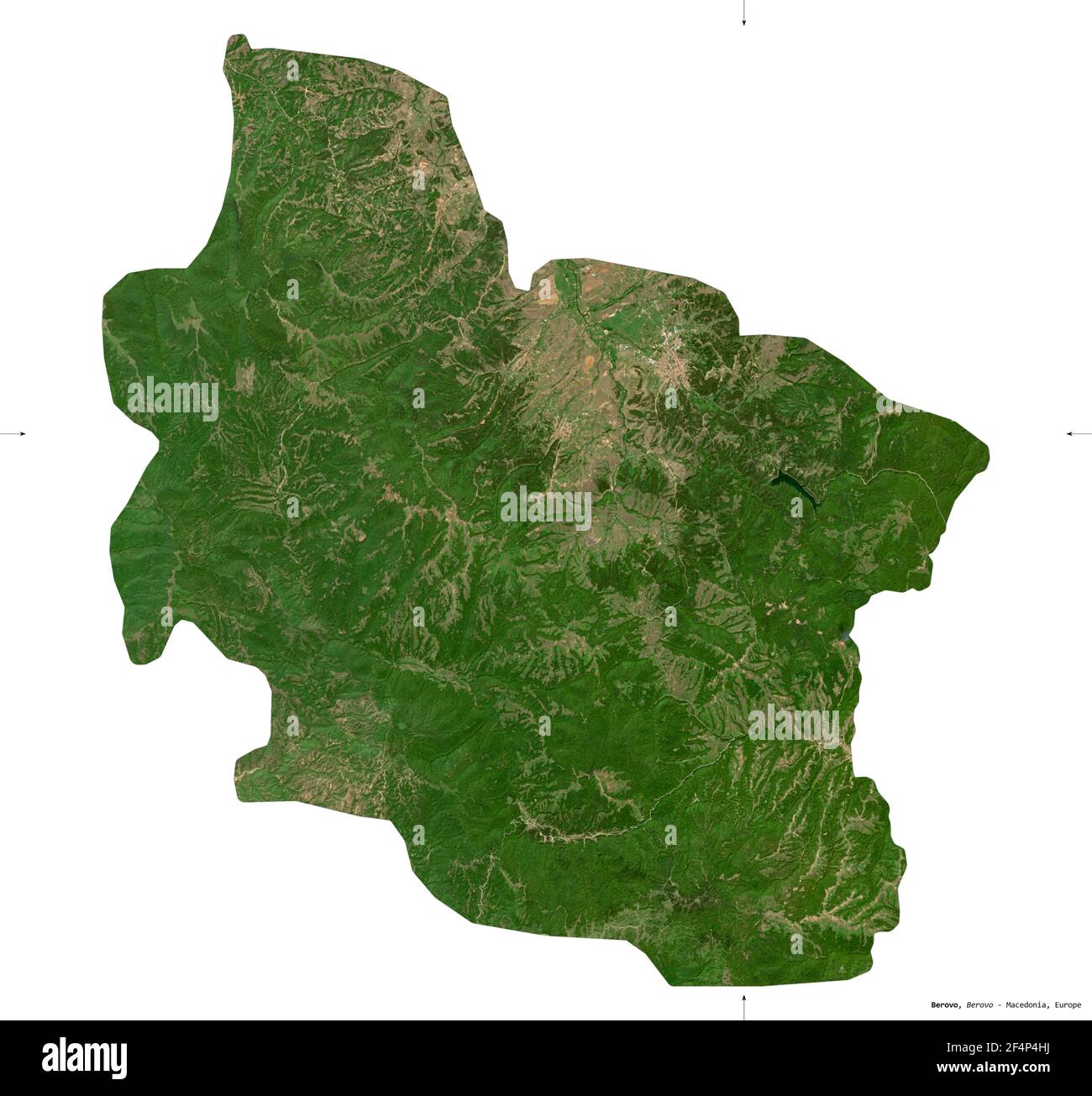 Berovo, municipality of Macedonia. Sentinel-2 satellite imagery. Shape ...
