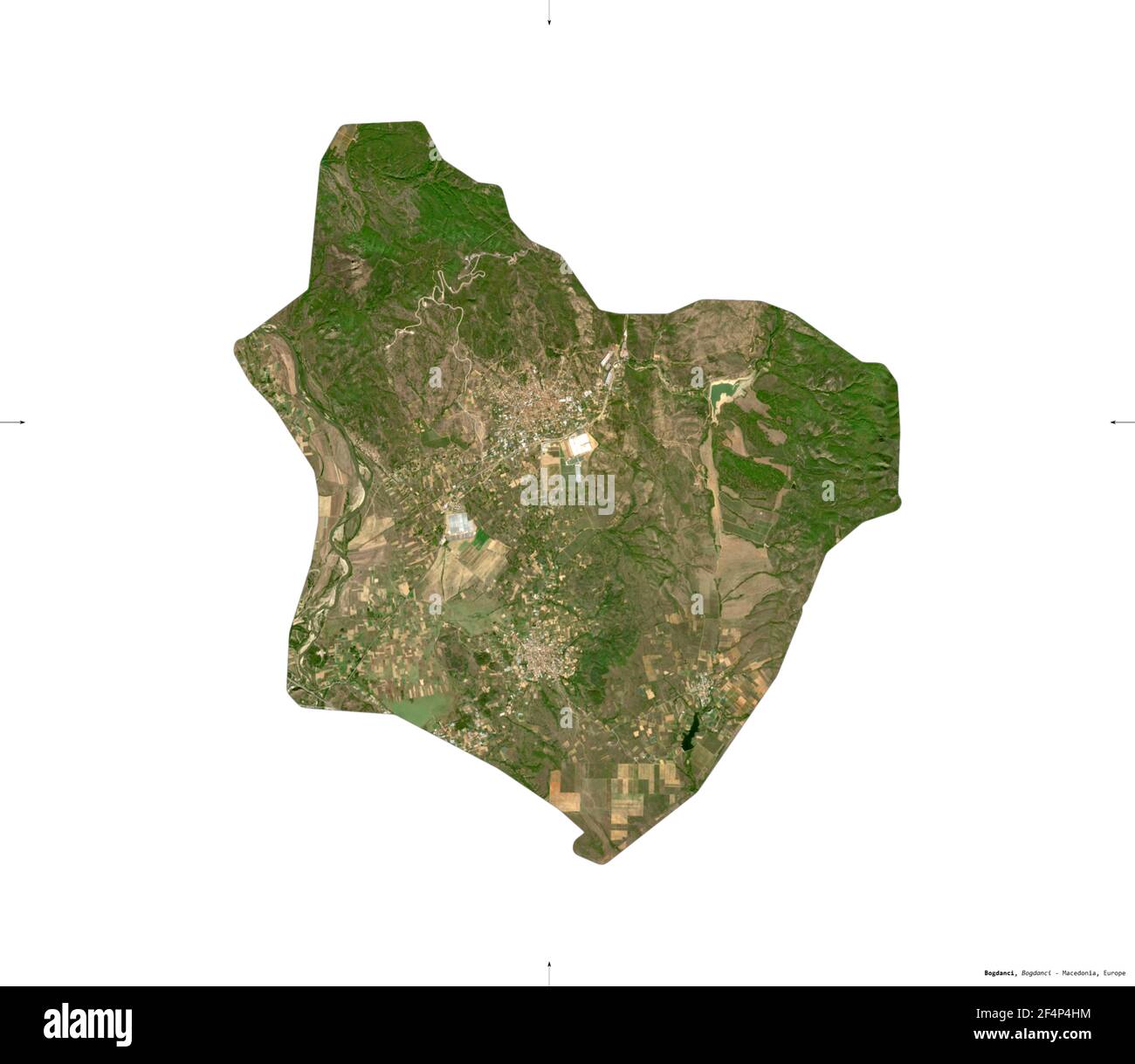 Bogdanci, municipality of Macedonia. Sentinel-2 satellite imagery ...