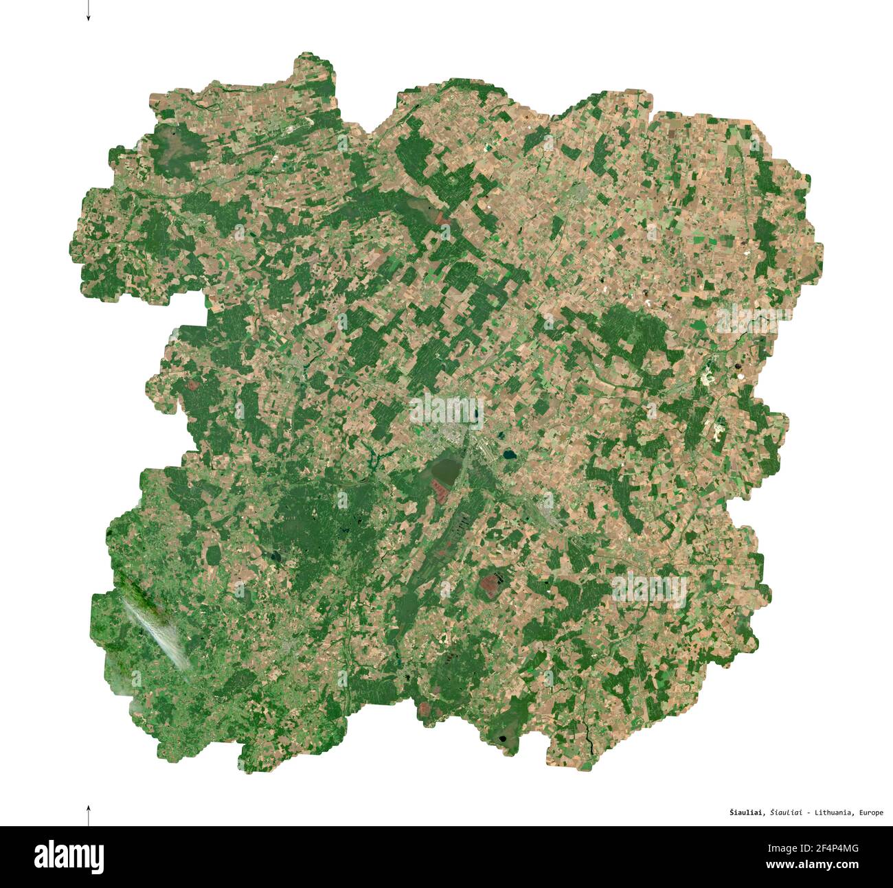 Siauliai, county of Lithuania. Sentinel-2 satellite imagery. Shape ...