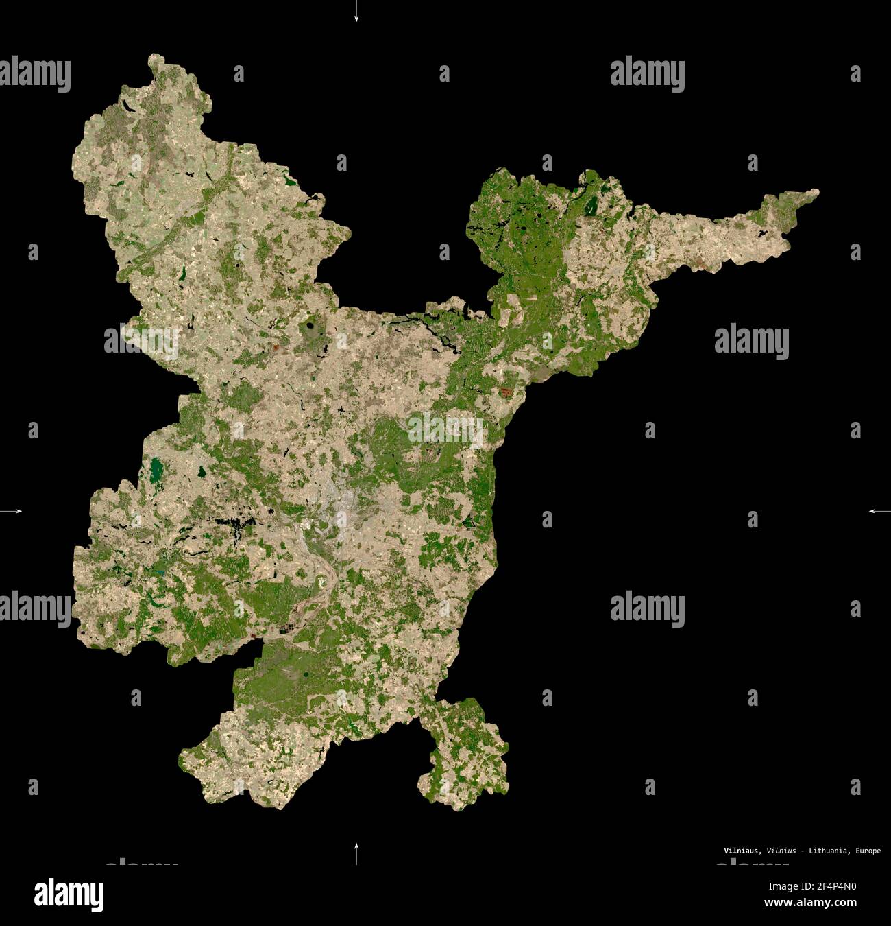 Vilniaus, county of Lithuania. Sentinel-2 satellite imagery. Shape ...