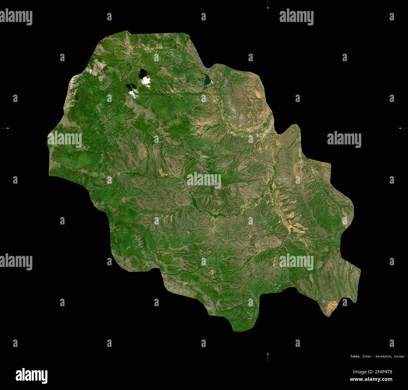 Caska, municipality of Macedonia. Sentinel-2 satellite imagery. Shape ...